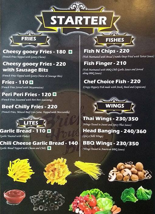 Menu at The Brick House Bistro, Chennai, Q88