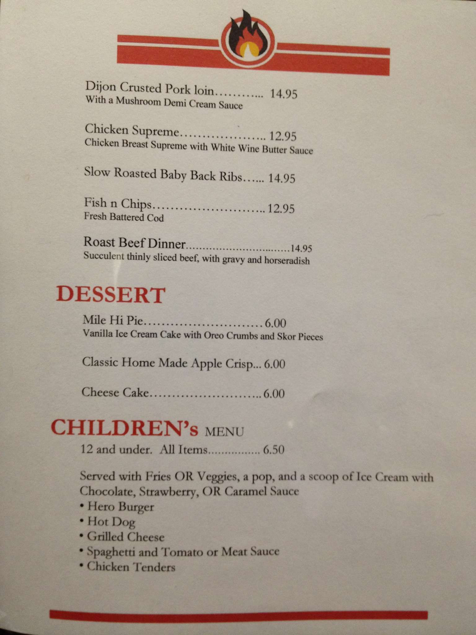 Menu at The Central Avenue Restaurant and Grill, Bethune