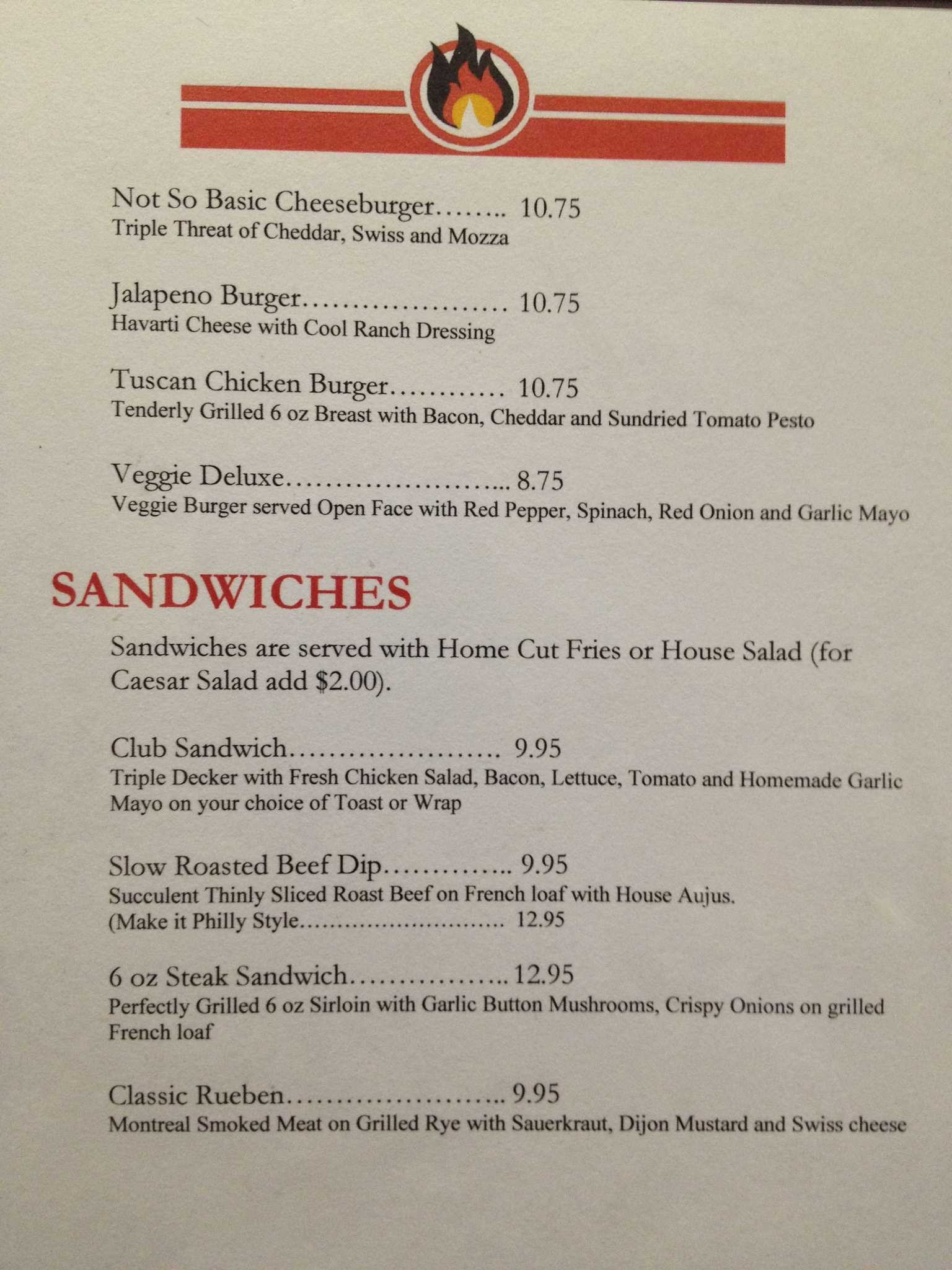 Menu at The Central Avenue Restaurant and Grill, Bethune