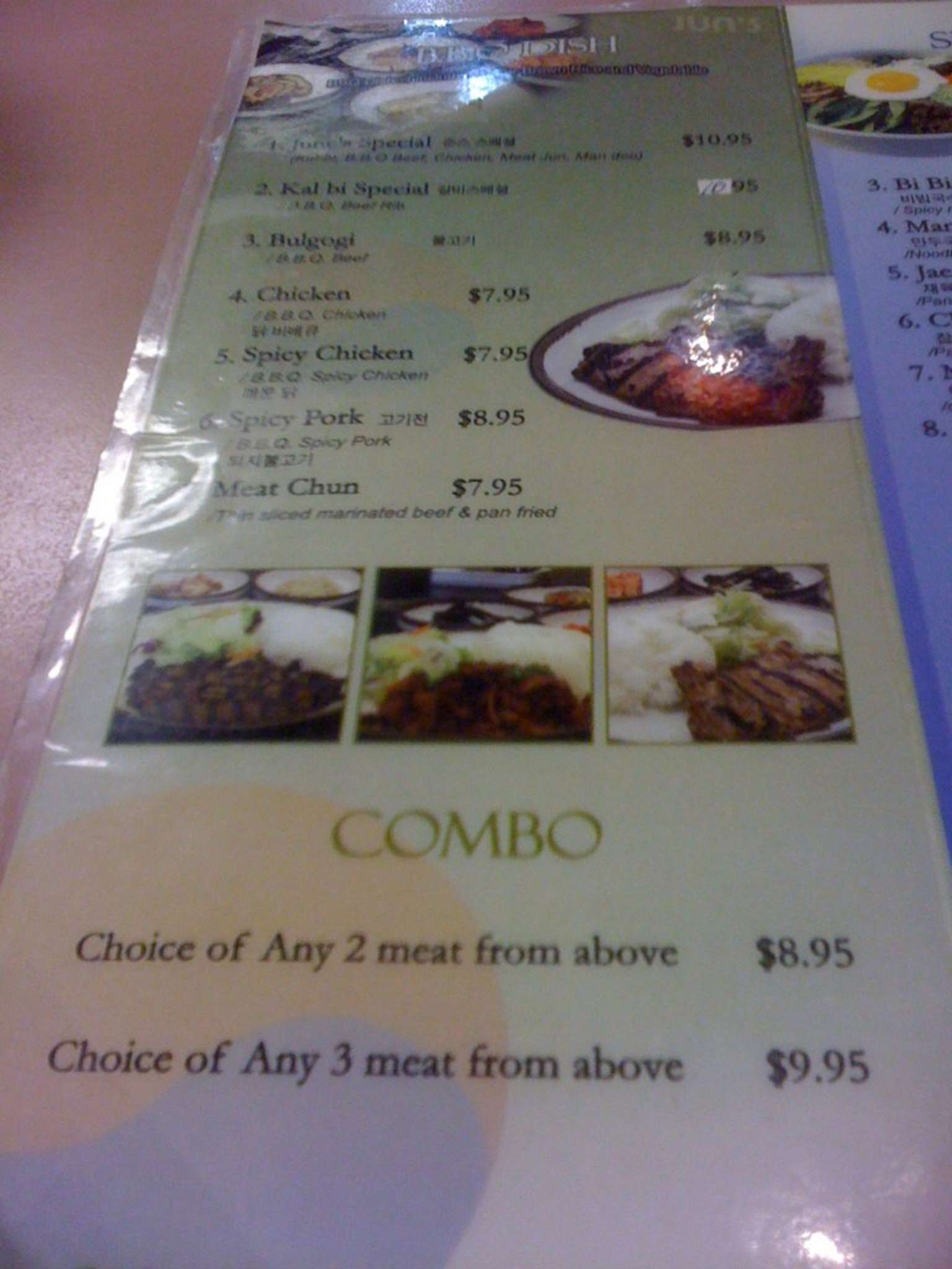 Menu at Jun's Korean Restaurant, Las Vegas, S Eastern Ave #113