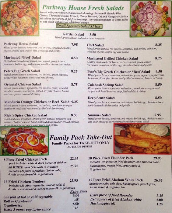 Menu at Parkway House Family Restaurant, Concord, Concord Pkwy S
