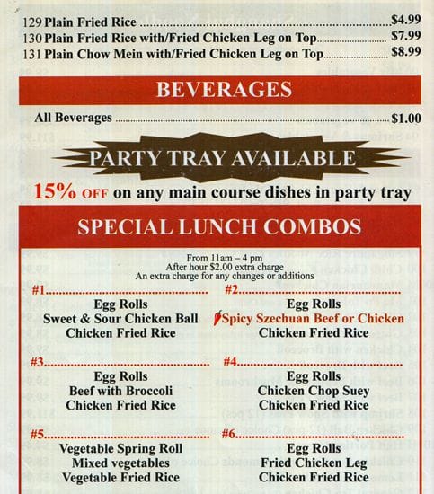 Menu at Chinese Delicacies restaurant, Brampton
