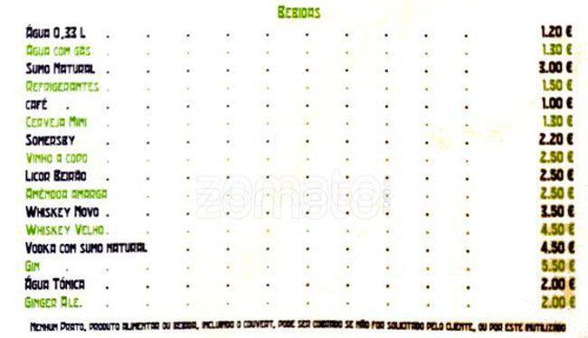 Menu at Pow Wow cafe, Lisbon