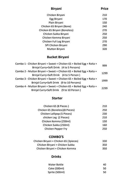 Menu of Madras Biryani Delight, Tambaram, Chennai