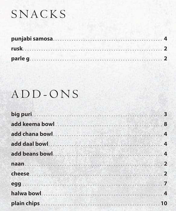 Menu of Chaiiwala Of London, Barsha Heights, Dubai
