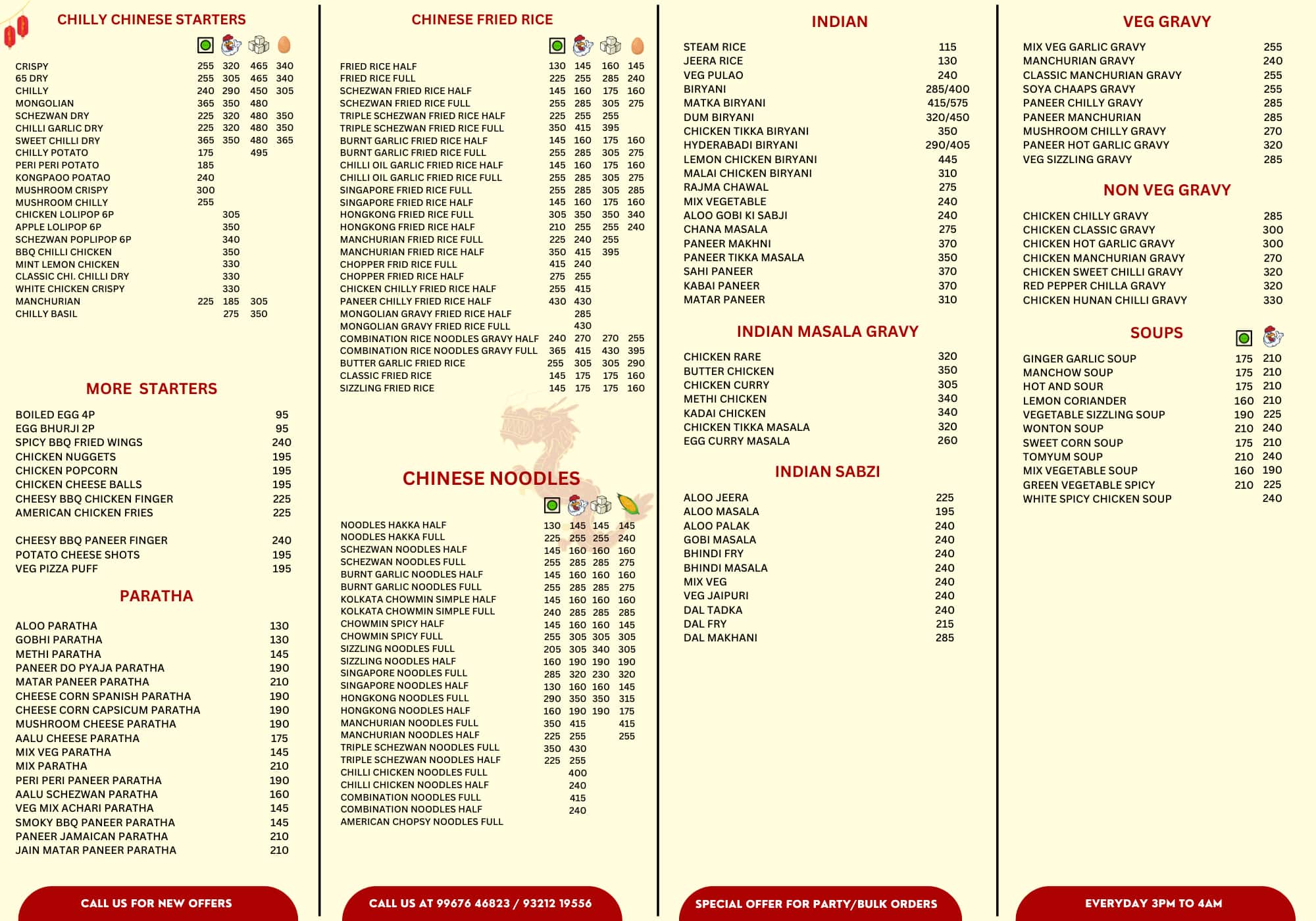 Menu of Border Chinese, Oshiwara, Andheri West, Mumbai