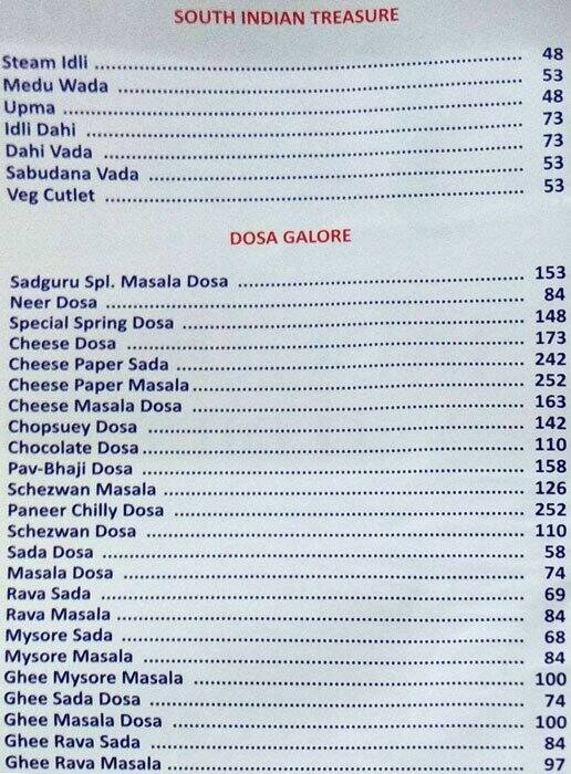 Sadguru Veg Diet Menu, Menu for Sadguru Veg Diet, Chembur, Mumbai - Zomato