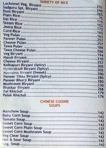 Sadguru Veg Diet Menu, Menu for Sadguru Veg Diet, Chembur, Mumbai - Zomato