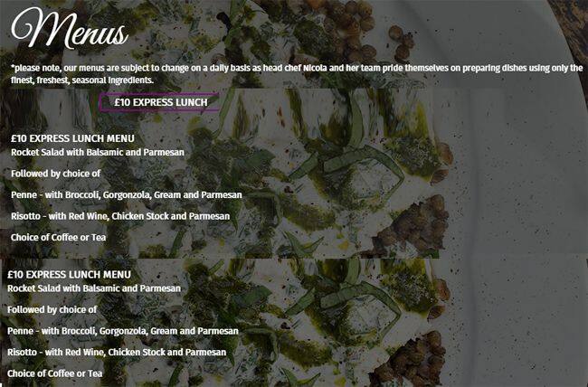 Menu at A Cena restaurant, Twickenham