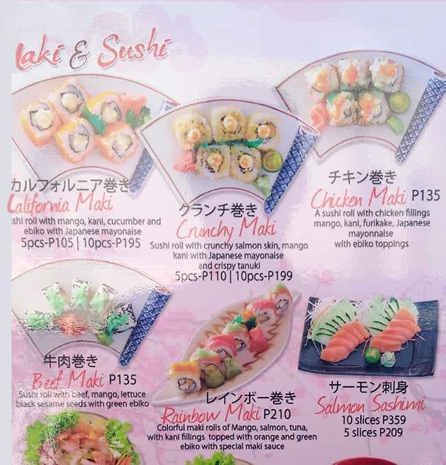 Menu at Rai Rai Ken, Lapu-Lapu City, Phase 2