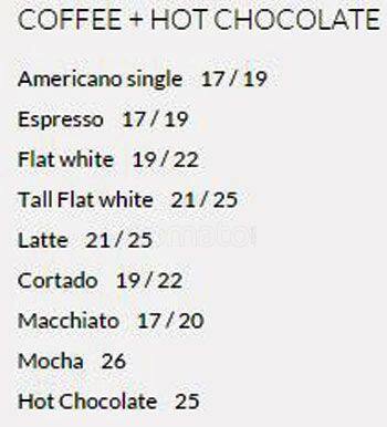 Menu at Café Frank restaurant, Cape Town, 160 Bree St