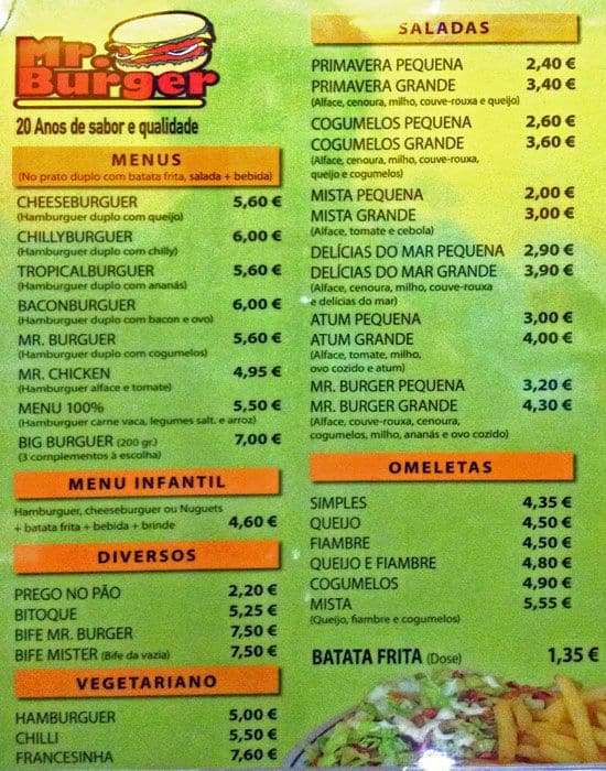 Mr. Burger Menu, Menu de Mr. Burger, Mafra Centro, Lisboa - Zomato Portugal