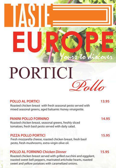 Menu at Caffe di Portici cafe, Toronto