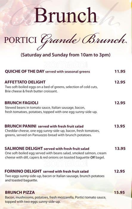 Menu at Caffe di Portici cafe, Toronto