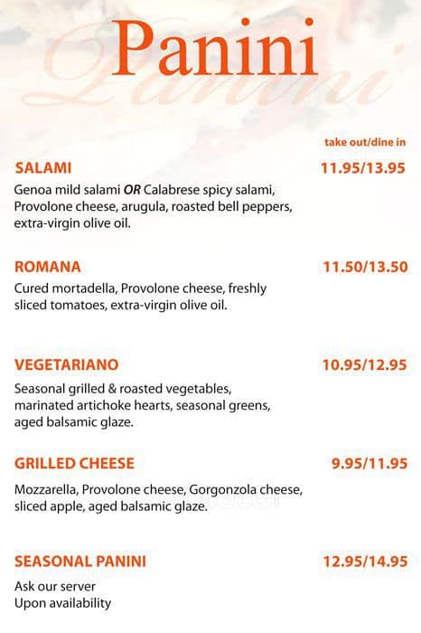 Menu at Caffe di Portici cafe, Toronto