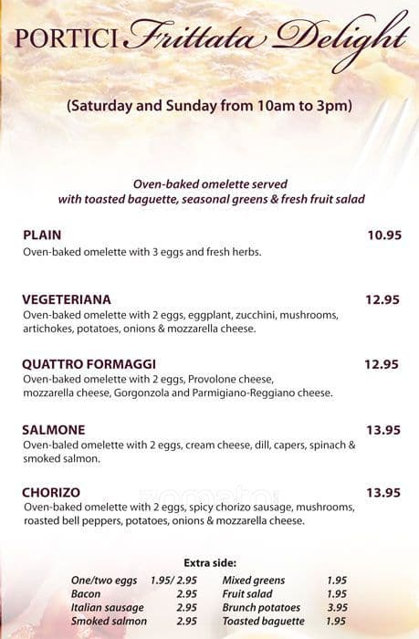 Menu at Caffe di Portici cafe, Toronto