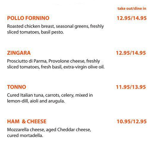 Menu at Caffe di Portici cafe, Toronto