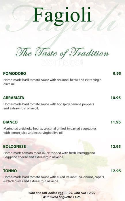 Menu at Caffe di Portici cafe, Toronto