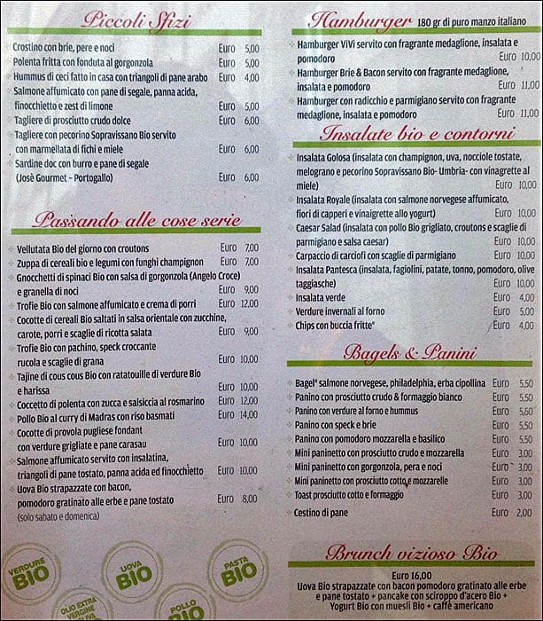 Menu da Vivi - Piazza Navona self-service, Roma, Piazza Navona