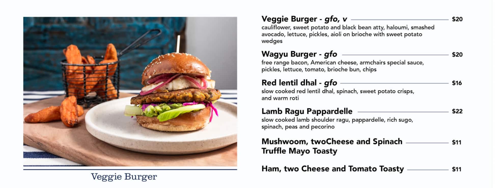 Menu at Armchair Collective Mona Vale restaurant, Mona Vale