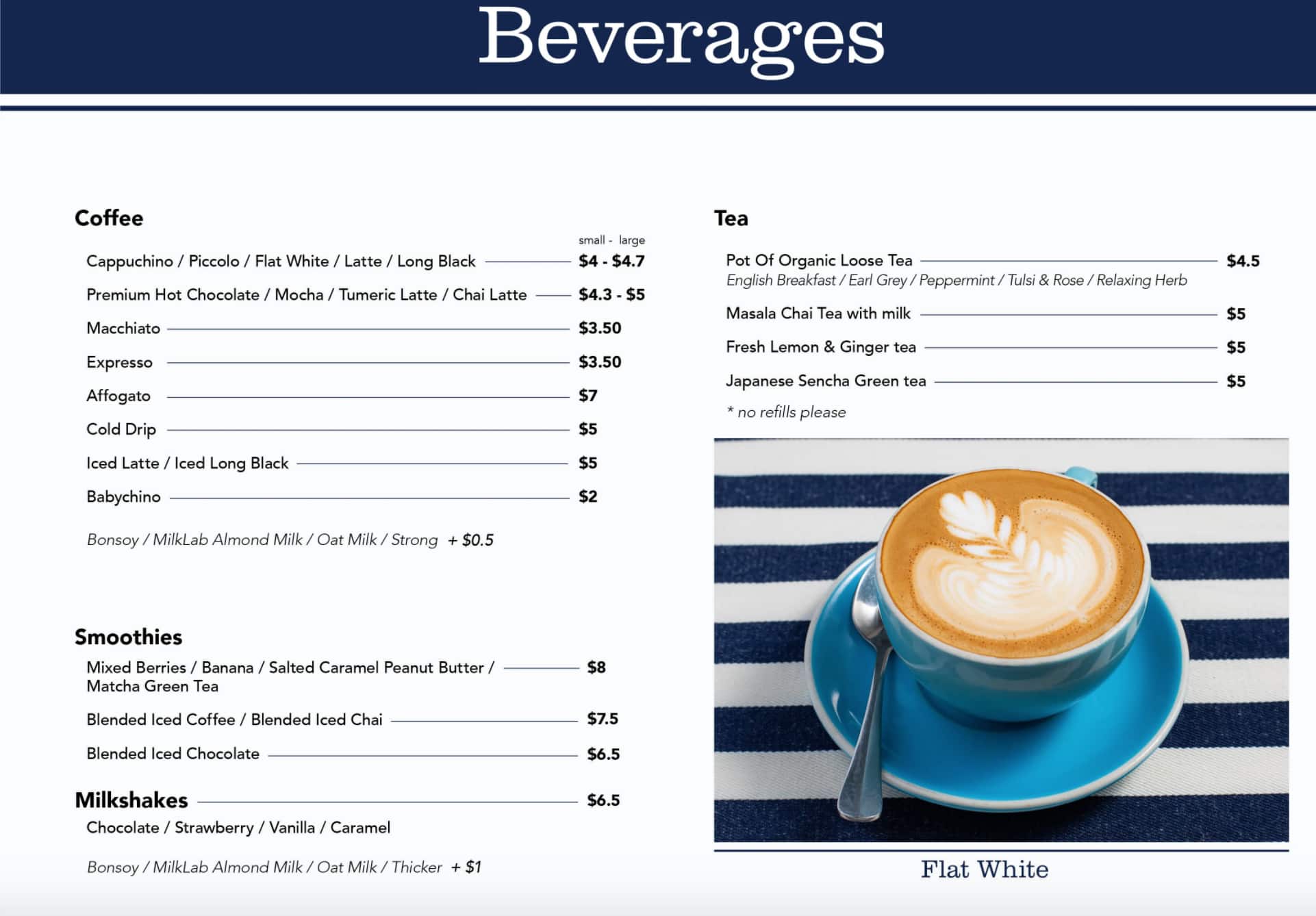 Menu at Armchair Collective Mona Vale restaurant, Mona Vale