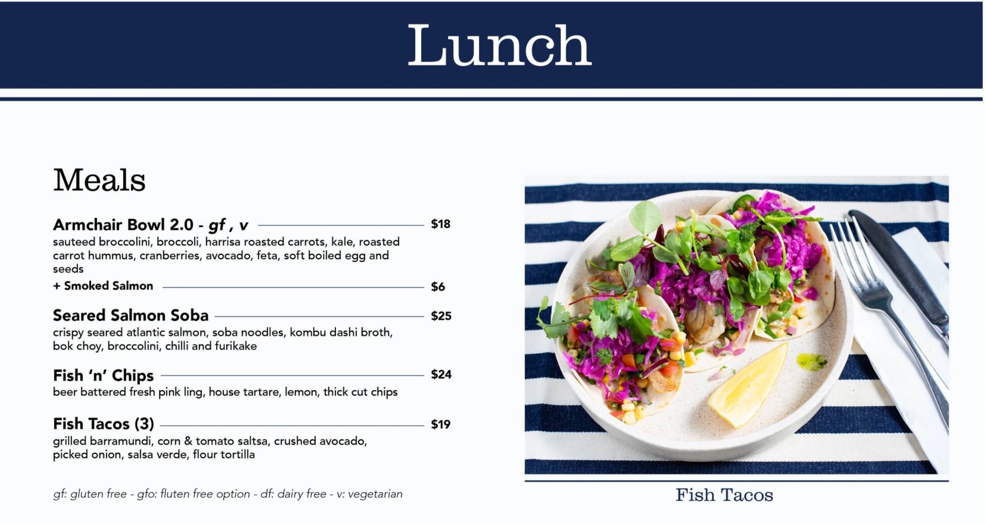 Menu at Armchair Collective Mona Vale restaurant, Mona Vale