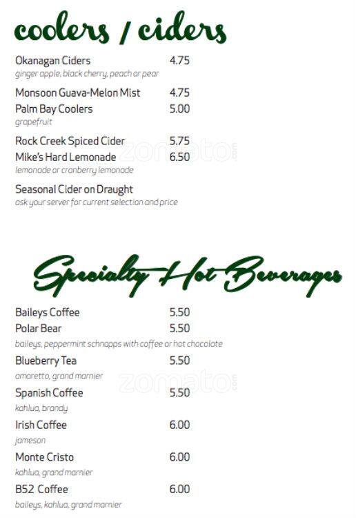 Menu at Met Bar & Grill, New Westminster