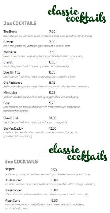 Menu at Met Bar & Grill, New Westminster