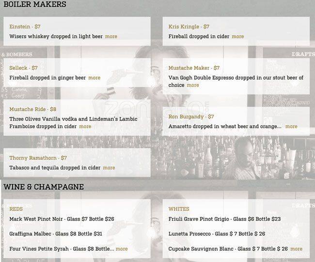 Menu at HandleBar, Austin, 121 E 5th St