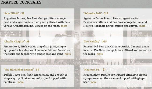 Menu at HandleBar, Austin, 121 E 5th St