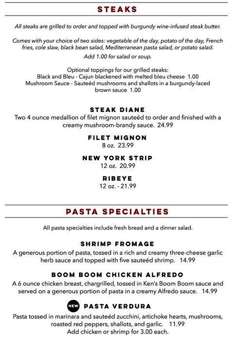 Menu at Henry's Restaurant, Fort Wayne