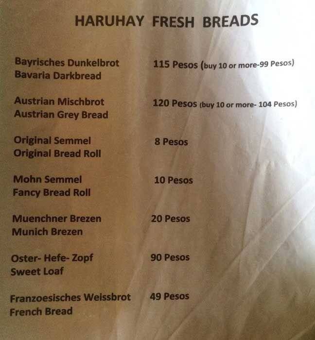 Carta del restaurante Haruhay Resort and Resto, Lapulapu