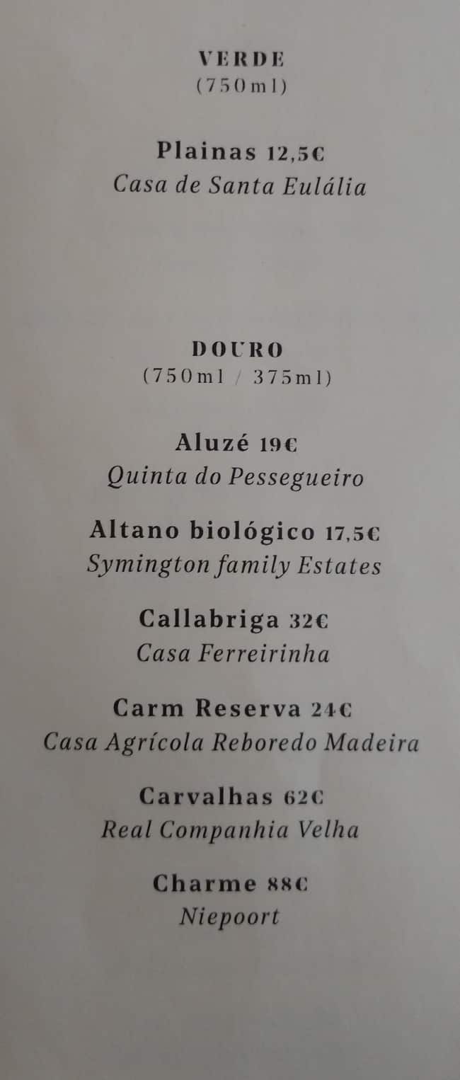 Menu at Adega São Nicolau restaurant, Porto
