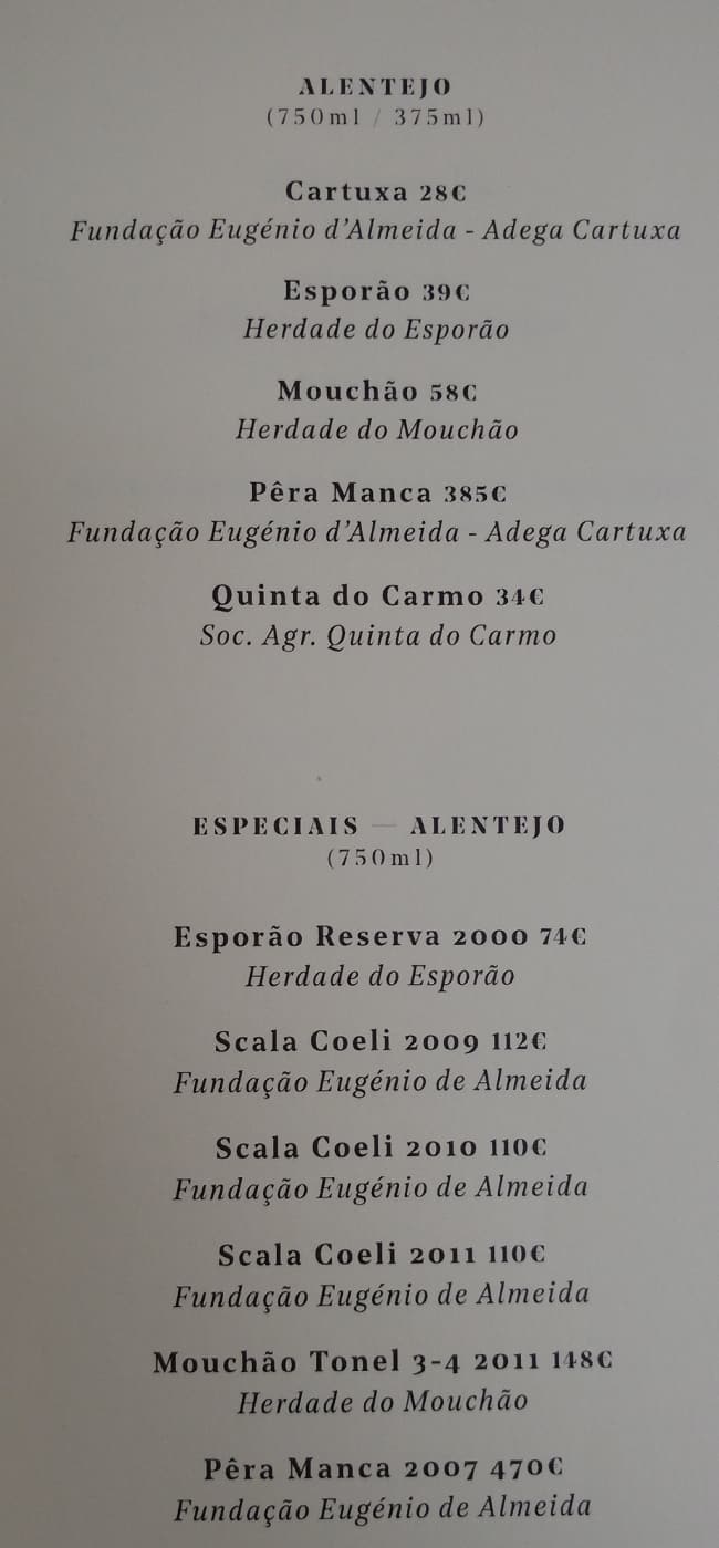 Menu at Adega São Nicolau restaurant, Porto