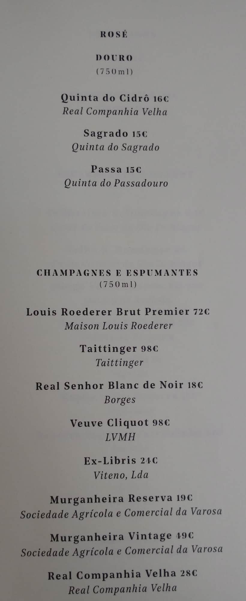 Menu at Adega São Nicolau restaurant, Porto