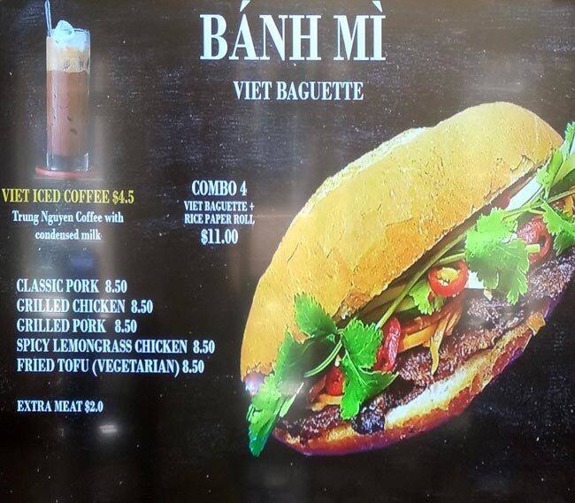 Menu at Hello Pho fast food, Brisbane City