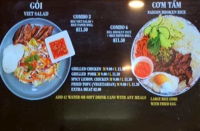 Menu at Hello Pho fast food, Brisbane City