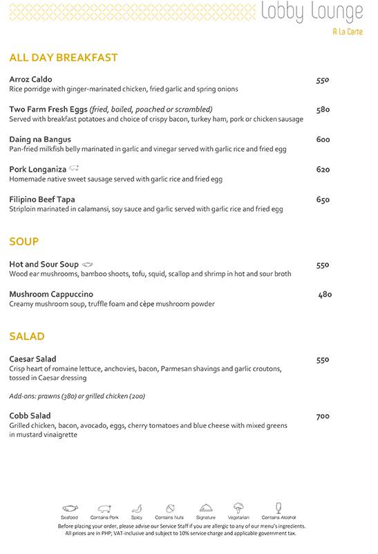 Lobby Lounge Okada Manila Menu Zomato Philippines