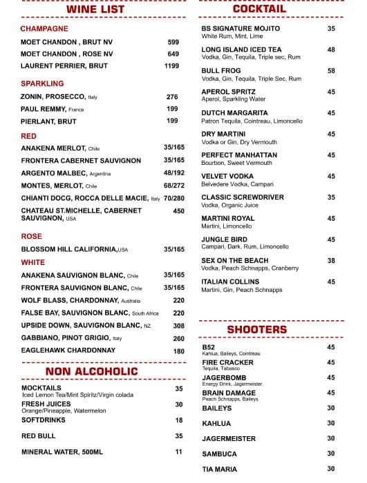Menu at Brick Street & Company pub & bar, Dubai