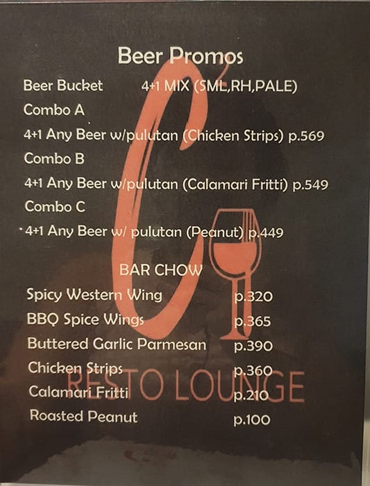 Menu at Cucina Cuore restaurant, Pasig