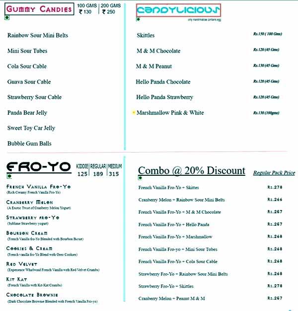 Menu of Candy Pop, Worli, Mumbai
