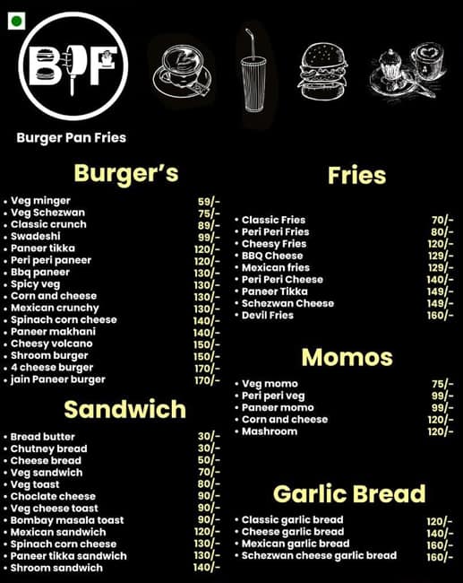Menu of Burger Pan Fries- BPF, Azad Nagar, Mumbai