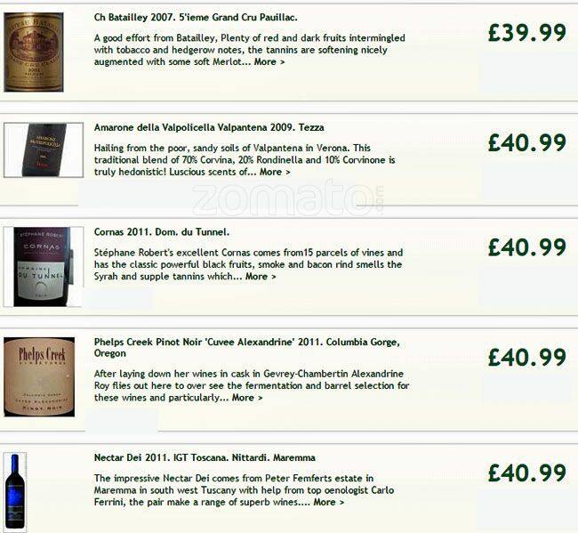 Menu at The Wine Library pub & bar, London