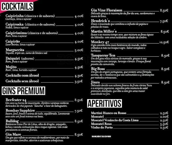 Menu at Culto Café, Palmela