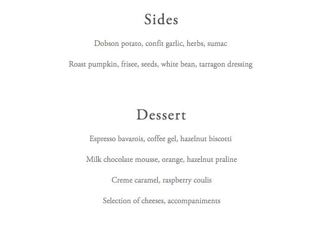 Menu at Stones of the Yarra Valley restaurant, Coldstream, 14 St Huberts Rd