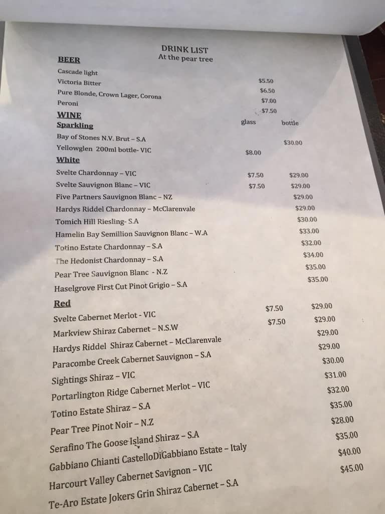 Menu at Pear Tree Cafe, Torquay