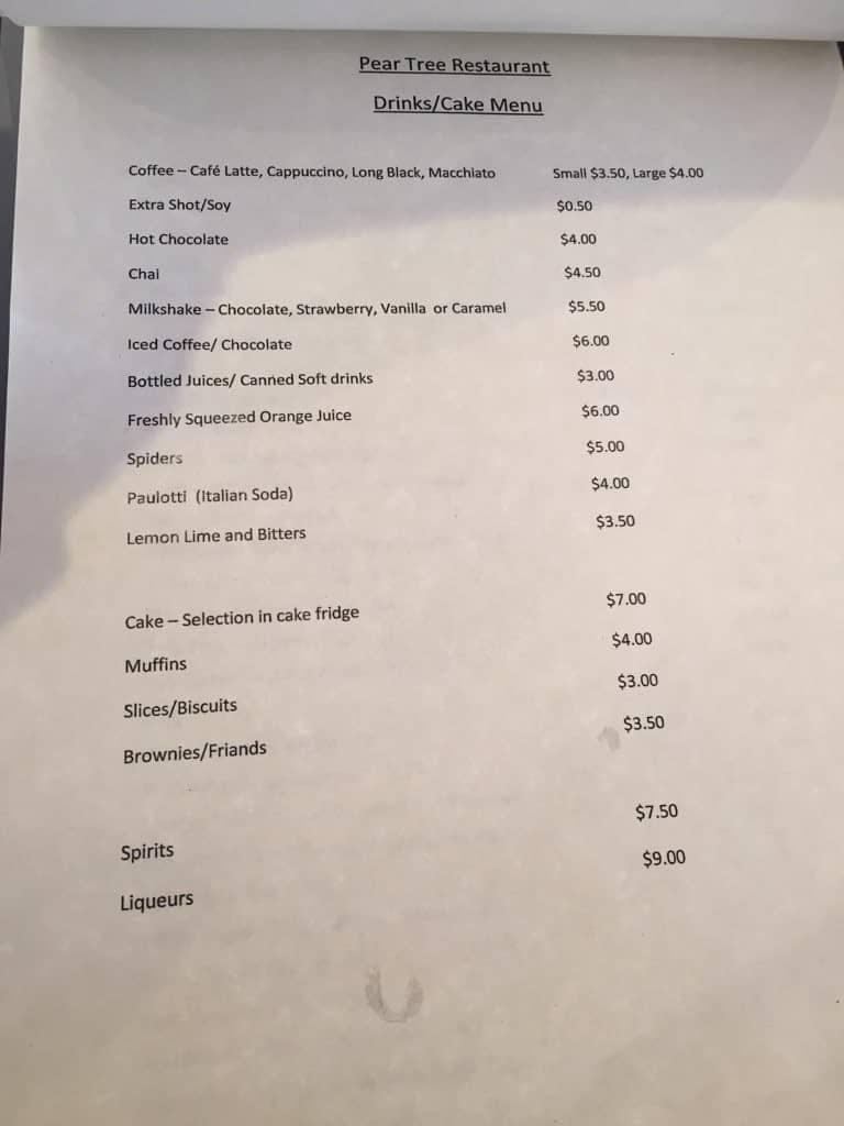 Menu at Pear Tree Cafe, Torquay