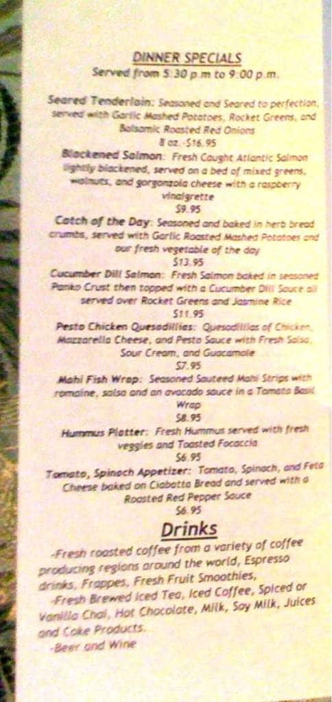 Menu at Cafe Eleven, Saint Augustine Beach, 501 A1A Beach Blvd