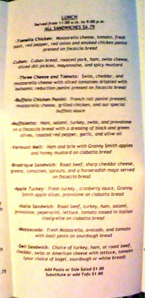 Menu at Cafe Eleven, Saint Augustine Beach, 501 A1A Beach Blvd
