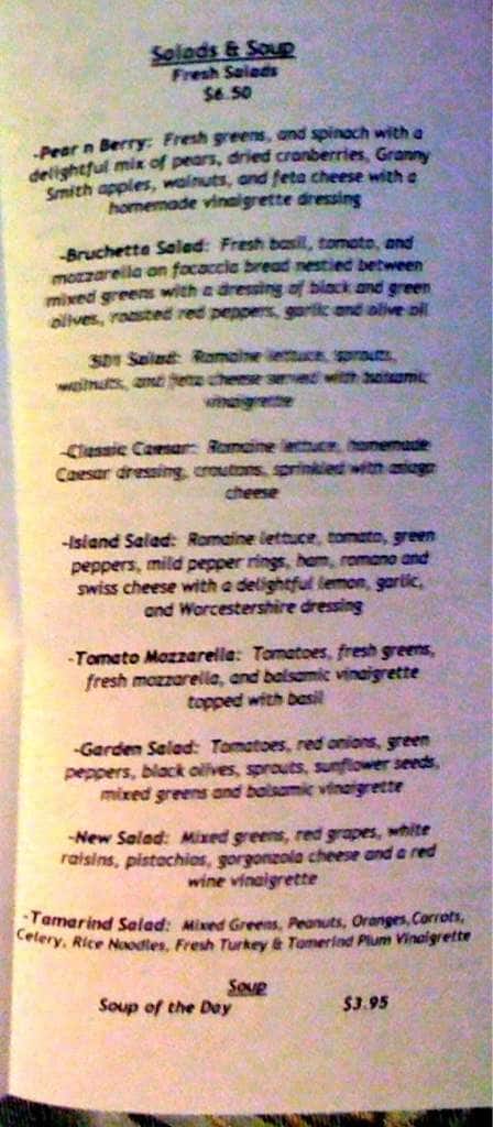 Menu at Cafe Eleven, Saint Augustine Beach, 501 A1A Beach Blvd